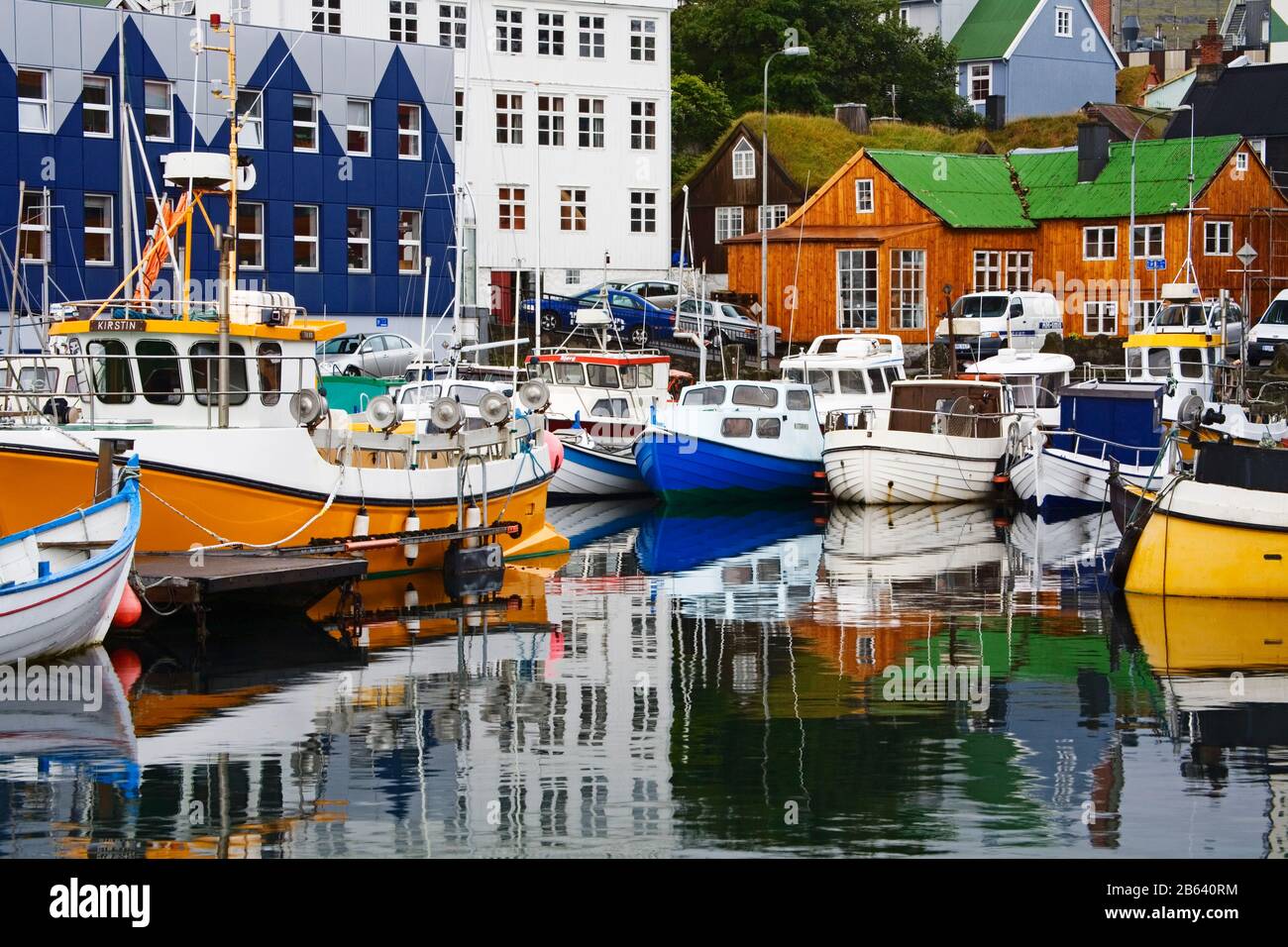 Small boat harbor, Port of Torshavn, Faroe Islands, Kingdom of Denmark ...