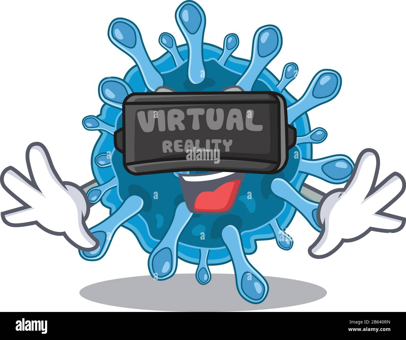 A picture of microscopic corona virus character with Virtual reality ...