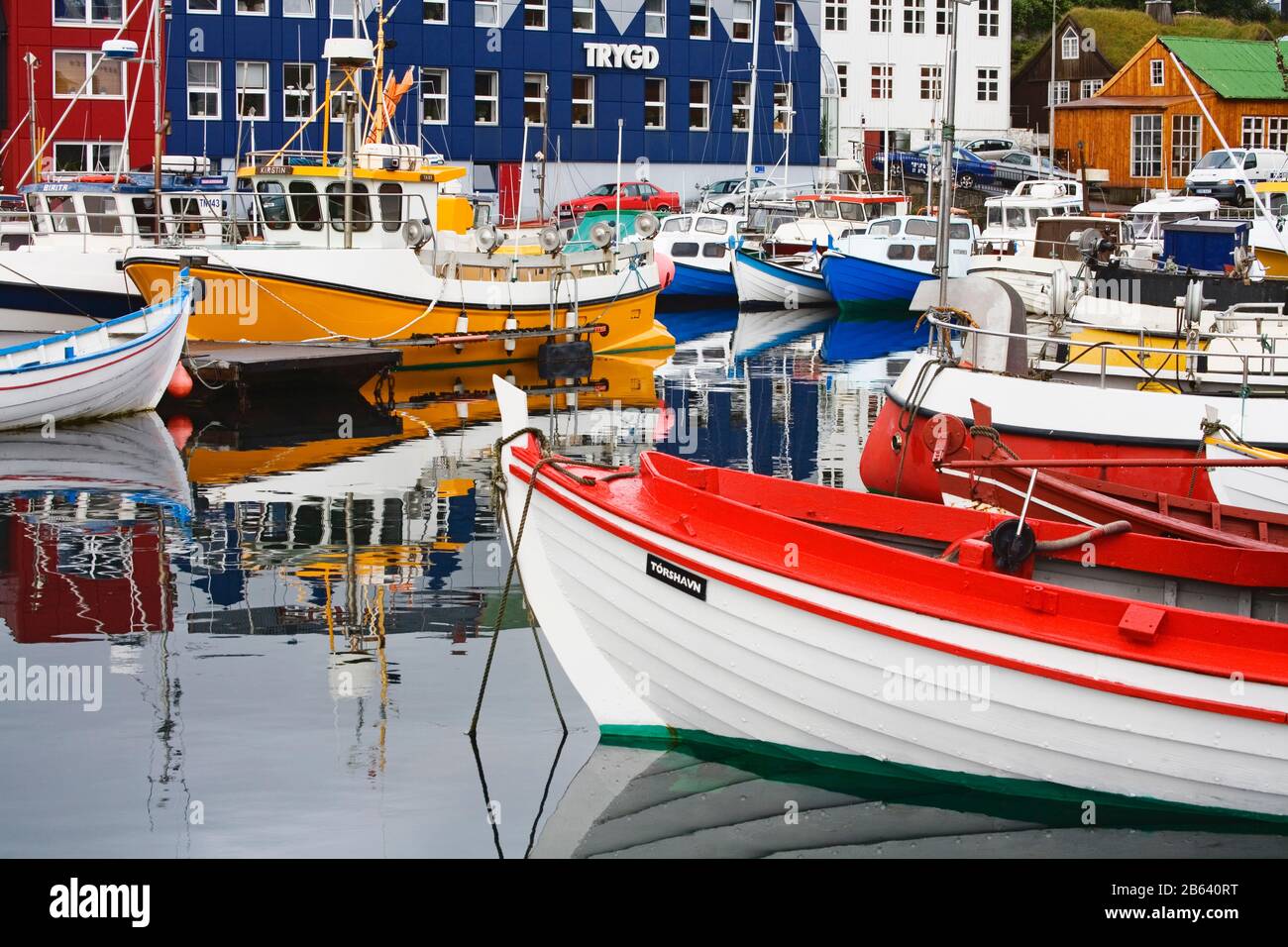 Small boat harbor, Port of Torshavn, Faroe Islands, Kingdom of Denmark ...