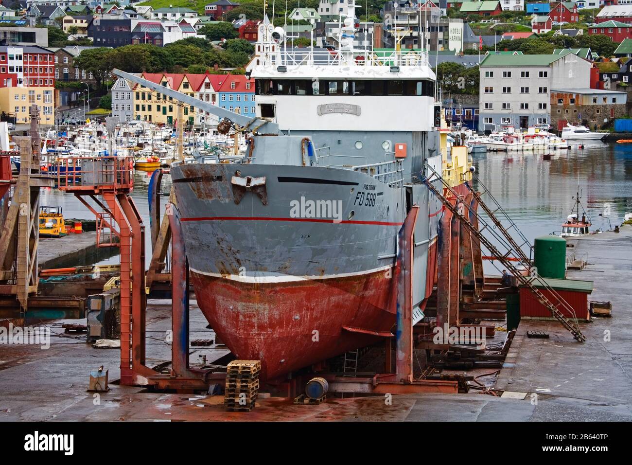 Dry dock, Port of Torshavn, Faroe Islands, Kingdom of Denmark Stock ...