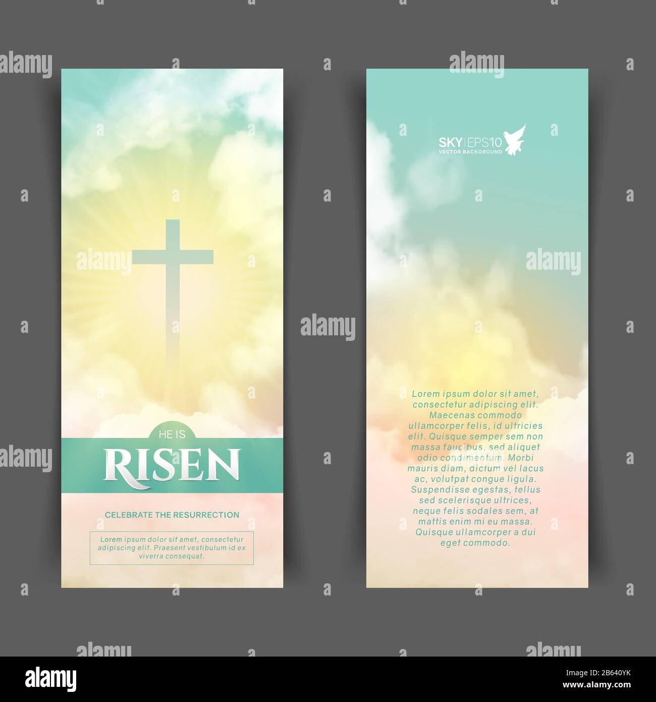 Christian religious design for Easter celebration. Narrow vertical ...