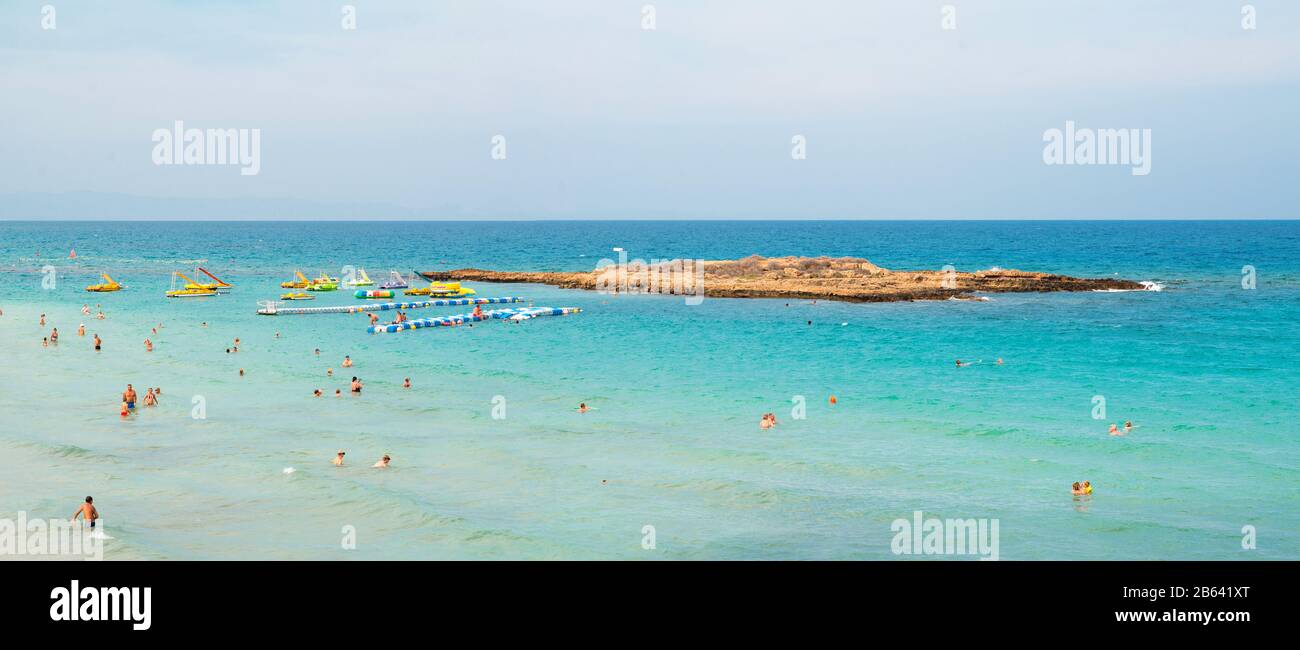 Protaras. Cyprus - October 5, 2018: Island in Front of Fig Tree Bay ...