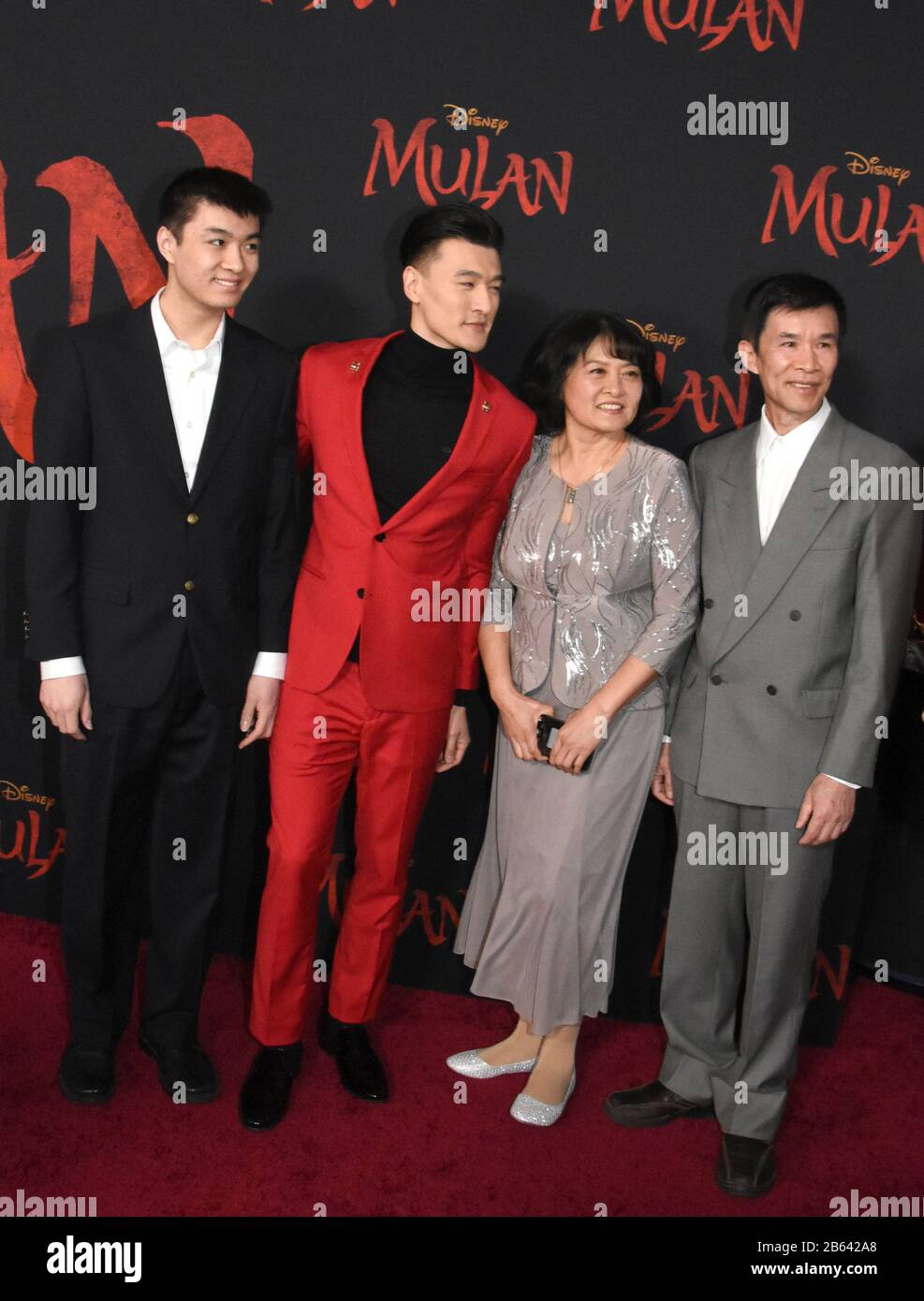 Hollywood, California, USA 9th March 2020 Actor Chen Tang and family ...