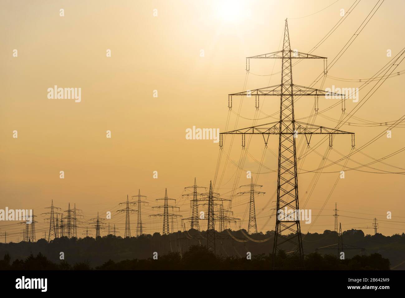 Power lines, transmission lines, high voltage pylons, Baden ...