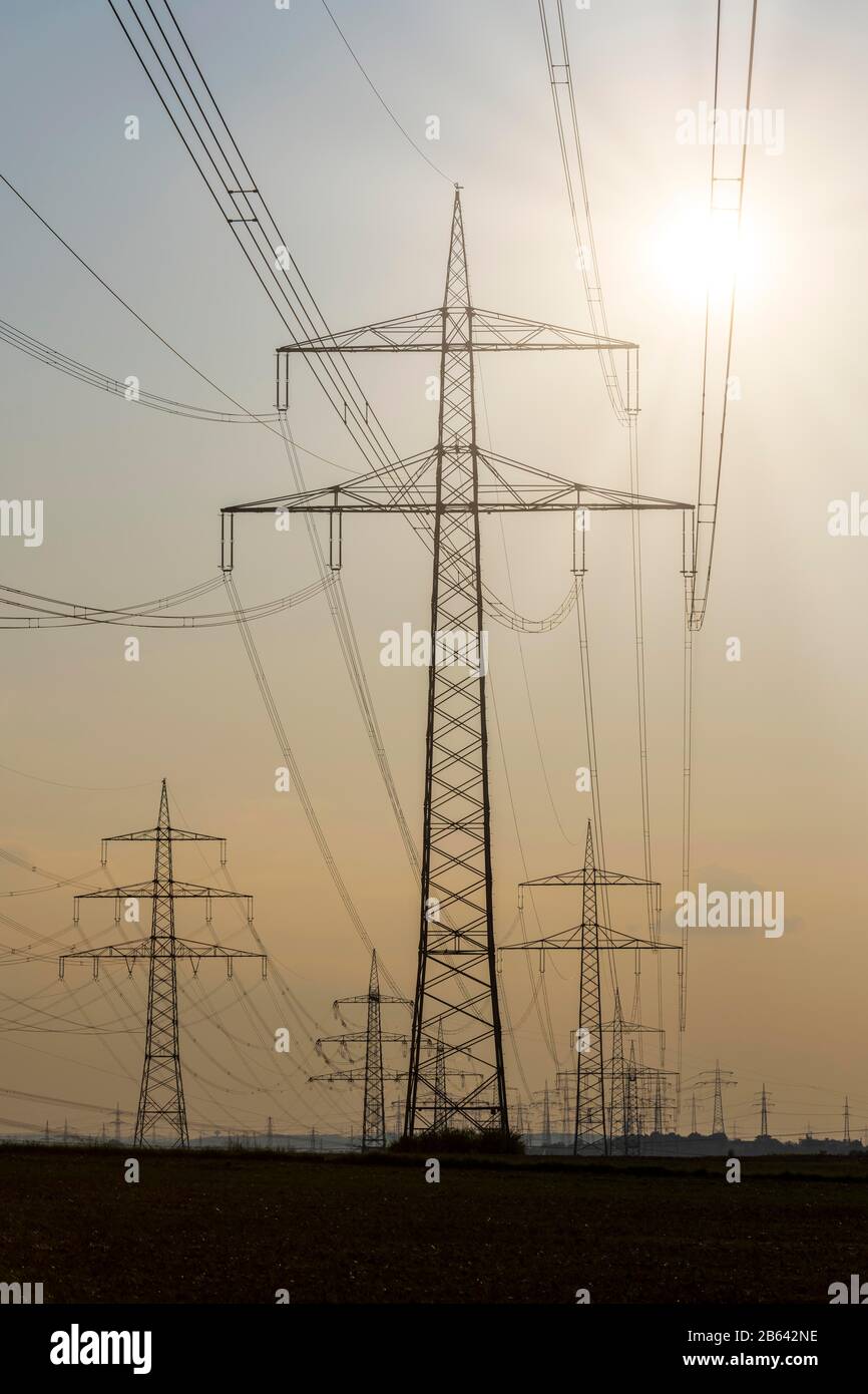 Power lines, transmission lines, high voltage pylons, Baden ...