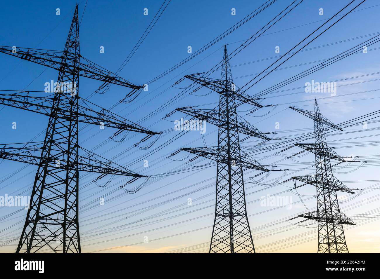 Power lines, transmission lines, high voltage pylons, Baden ...