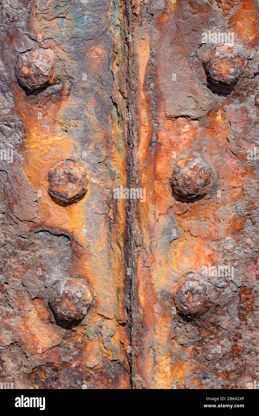 Old rusty sheet pile wall element, North beach, Dune island, Heligoland ...