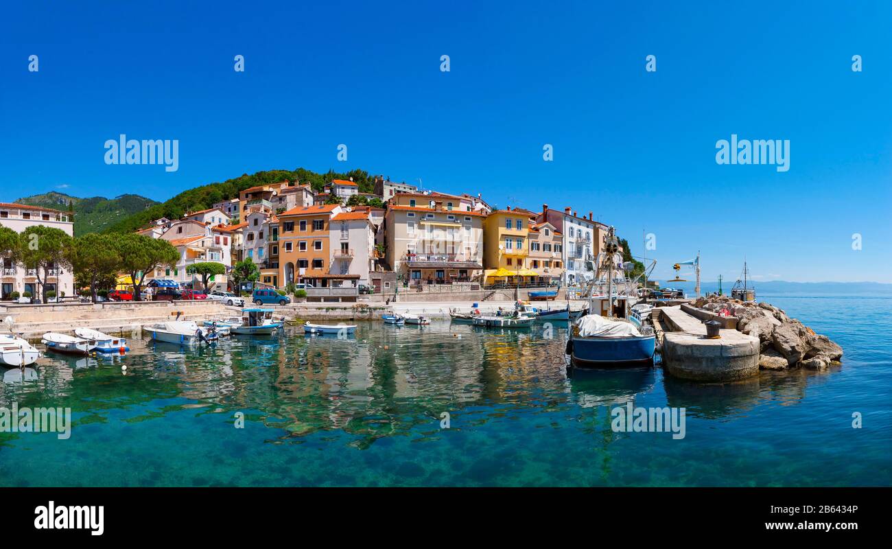 Port and town view, Moscenicka Draga, Istria, Kvarner Gulf Bay ...