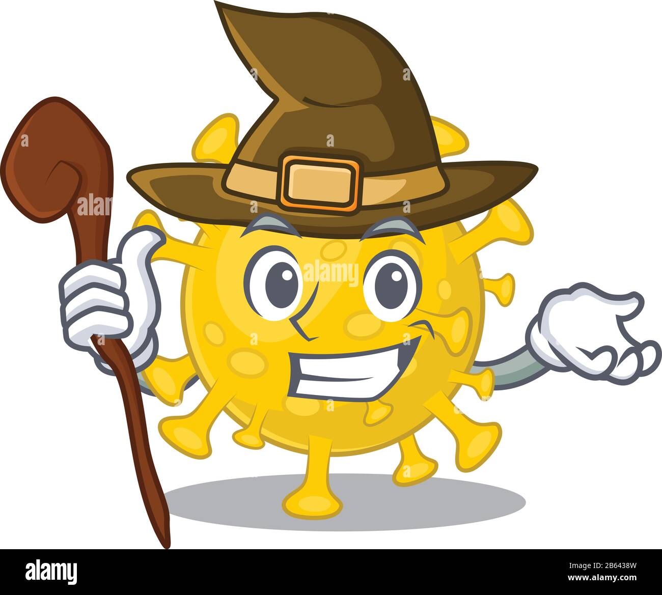 Cute and sneaky Witch corona virus diagnosis cartoon design style Stock ...