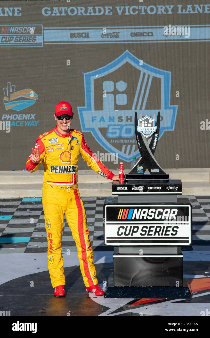 Avondale, Arizona, USA. 8th Mar, 2020. Joey Logano (22) wins for the ...