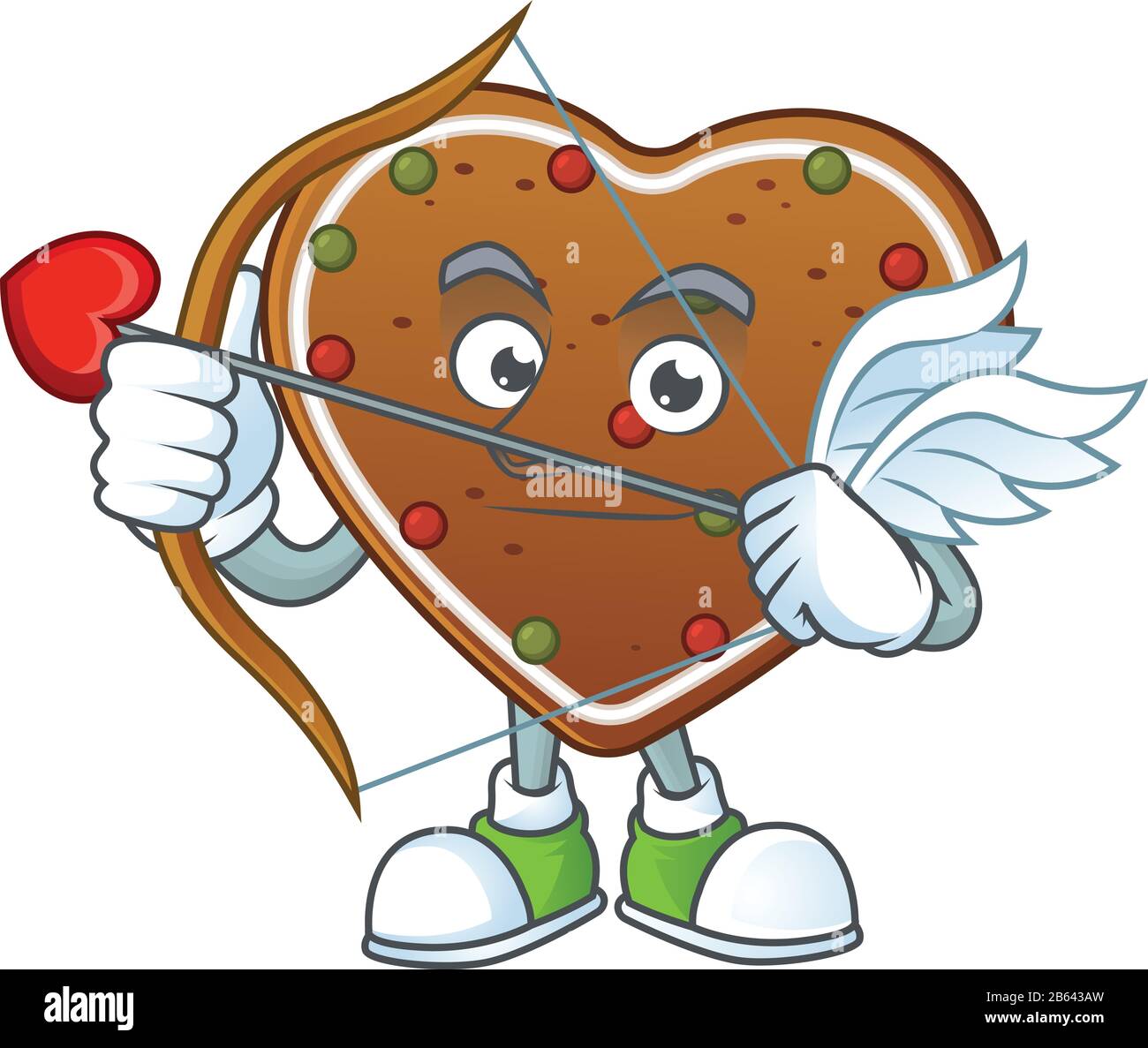 Sweet cartoon character of gingerbread love Cupid with arrow and wings ...