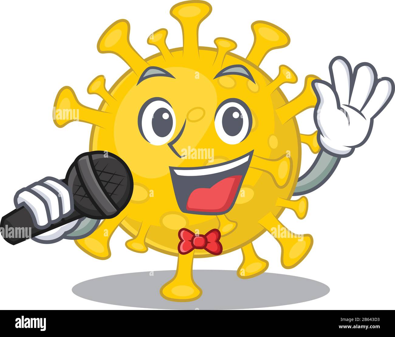 Cute corona virus diagnosis sings a song with a microphone Stock Vector ...