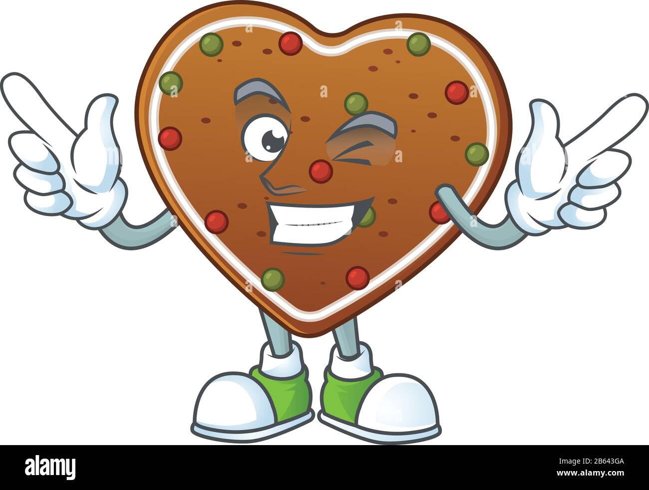 Funny gingerbread love cartoon design style with wink eye face Stock ...