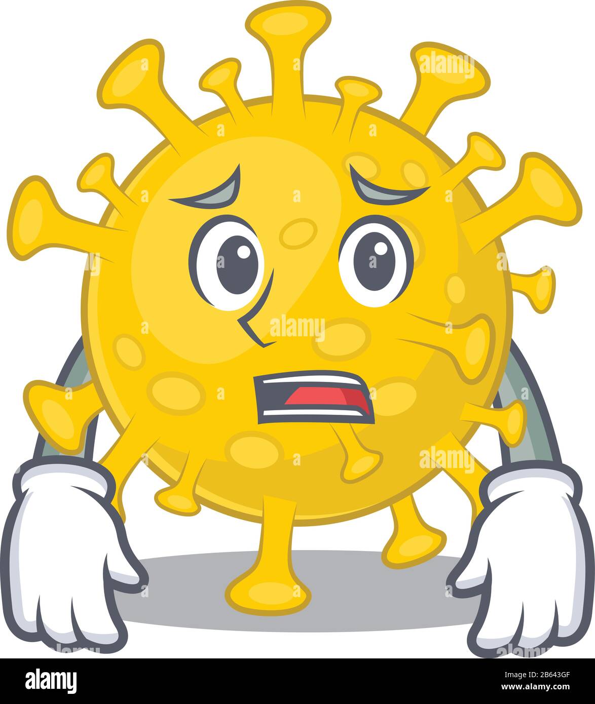 Cartoon picture of corona virus diagnosis showing anxious face Stock ...