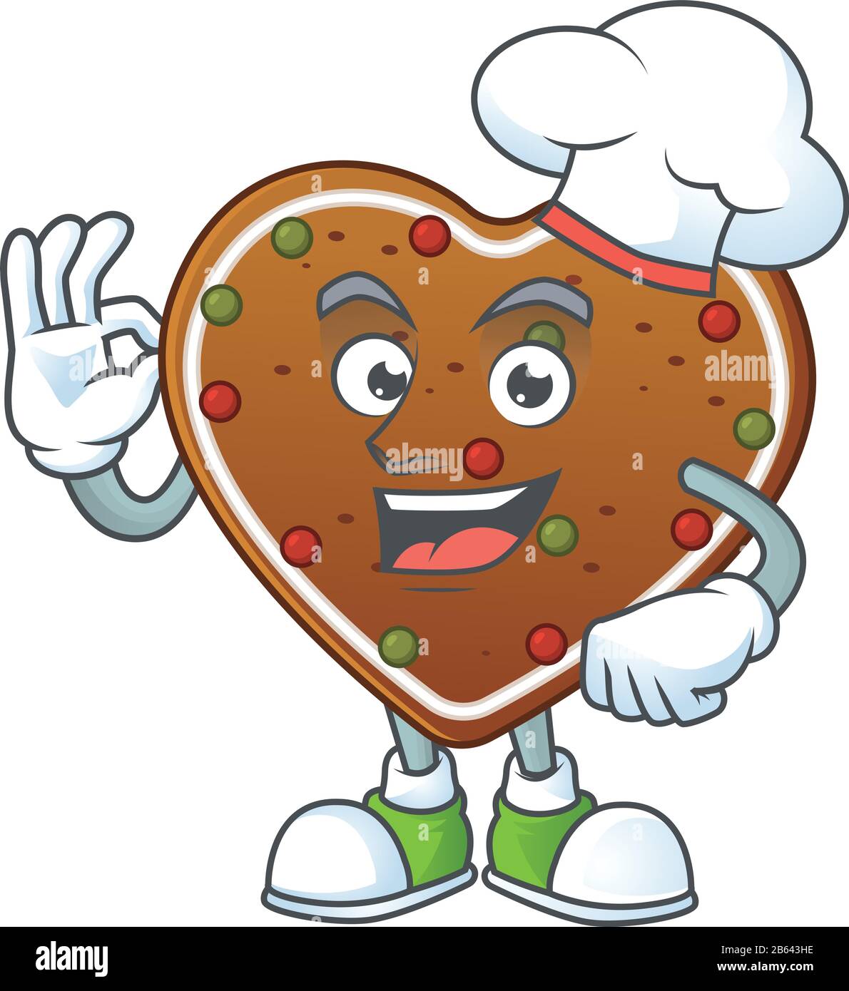 A picture of gingerbread love cartoon character wearing white chef hat ...