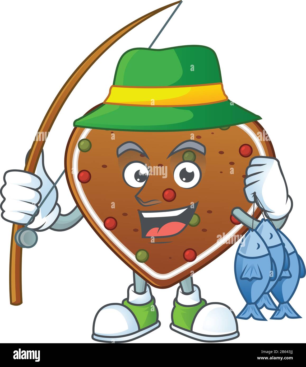 Cartoon character of funny Fishing gingerbread love Stock Vector Image ...
