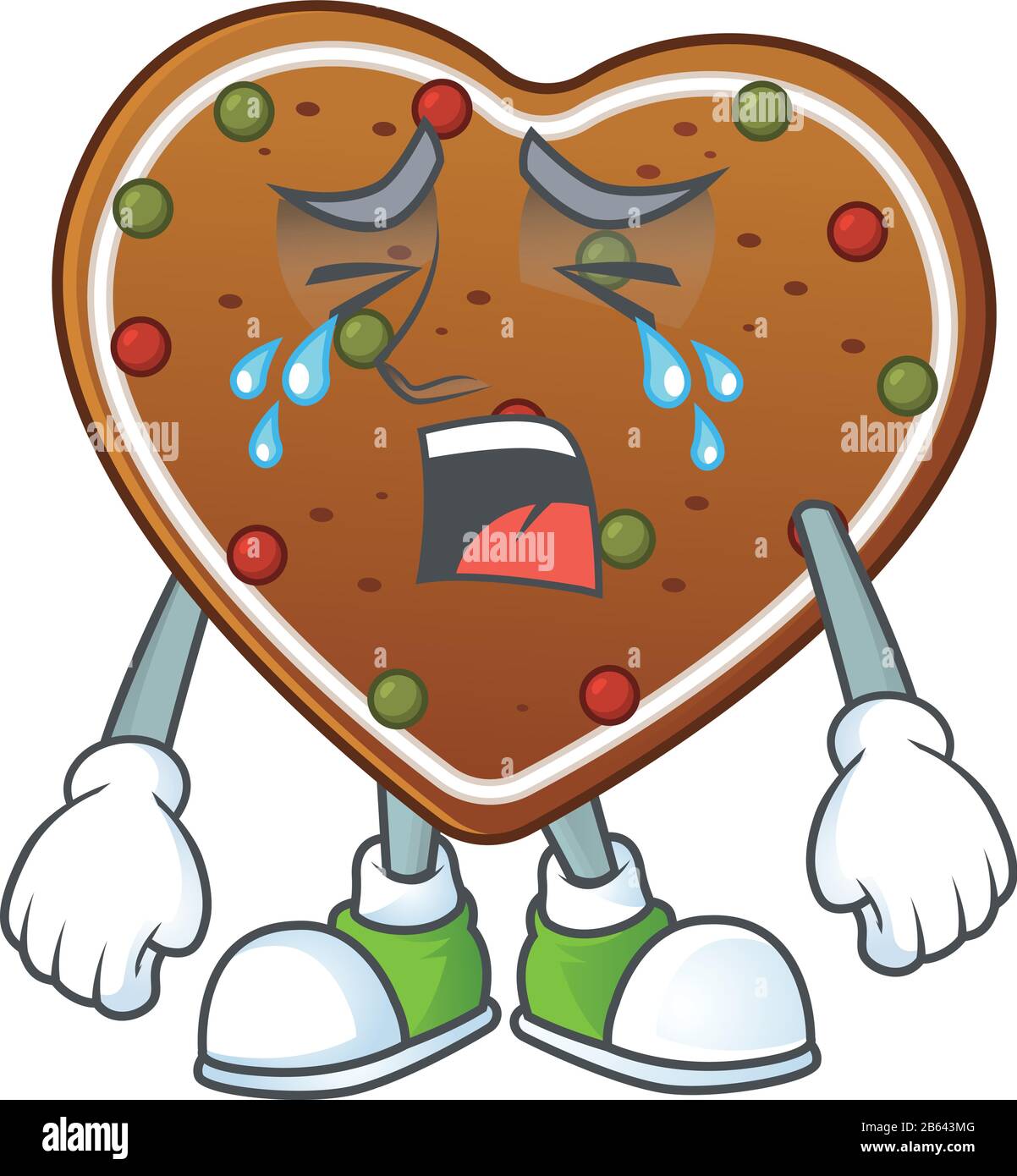 A Crying face of gingerbread love cartoon character design Stock Vector ...