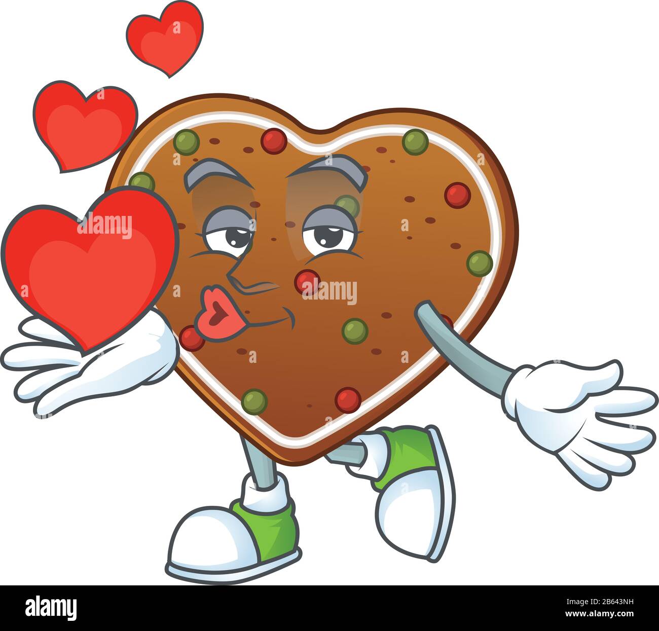A romantic cartoon character of gingerbread love with a heart Stock ...