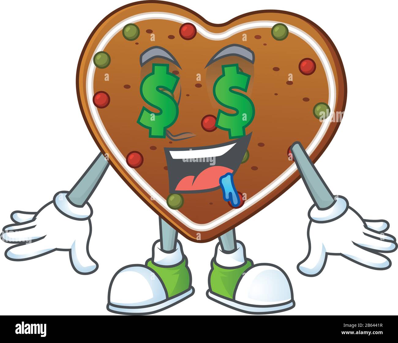 Rich gingerbread love with Money eye mascot character concept Stock ...