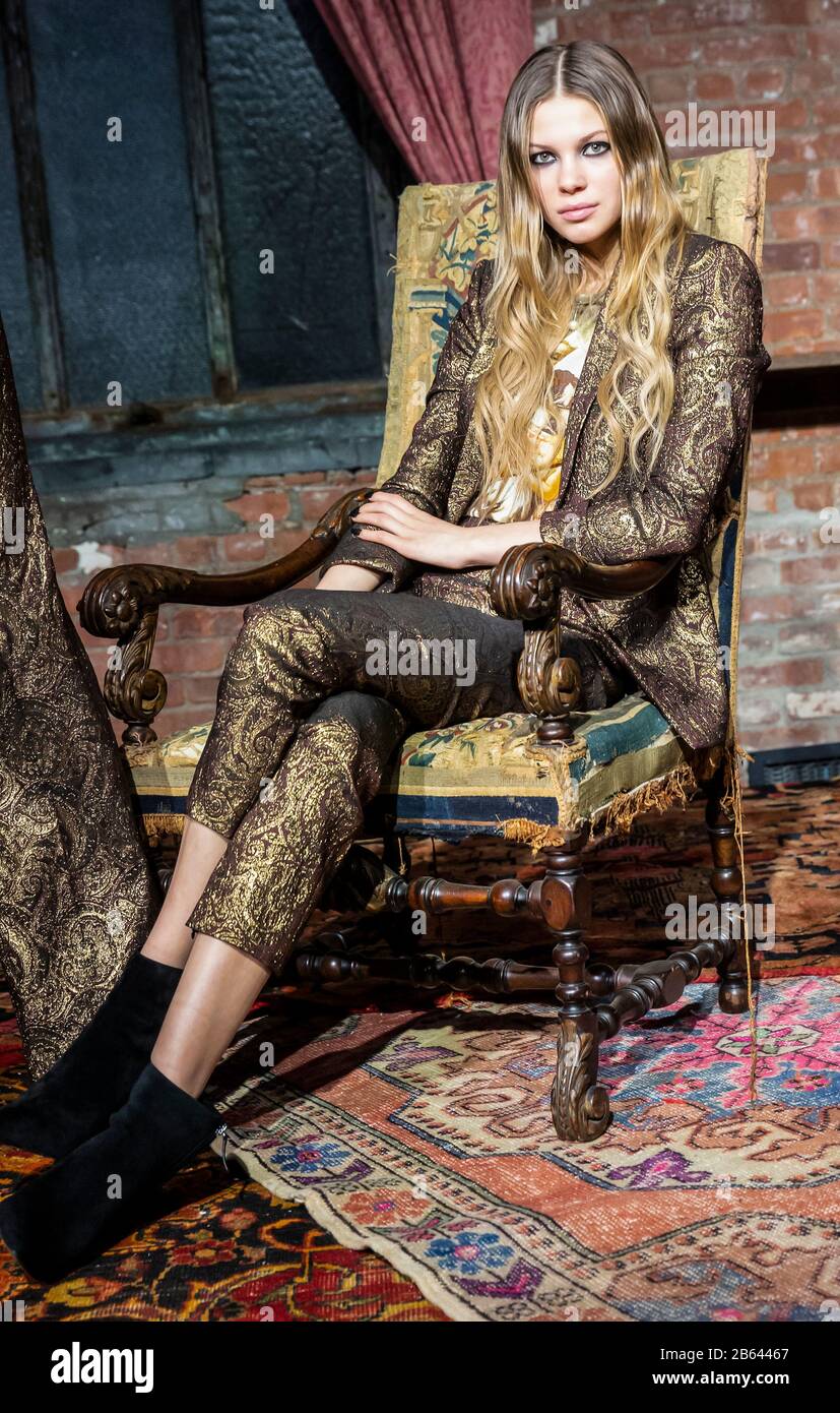 New York, New York - February 10, 2020: Aga Wojtasik poses at Alice and ...