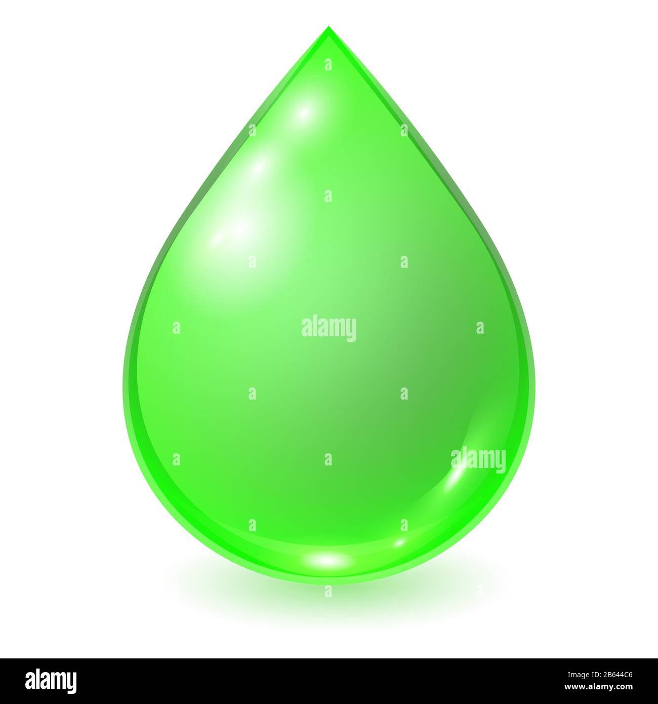 Vector green drop isolated on white background. Falling droplet ...