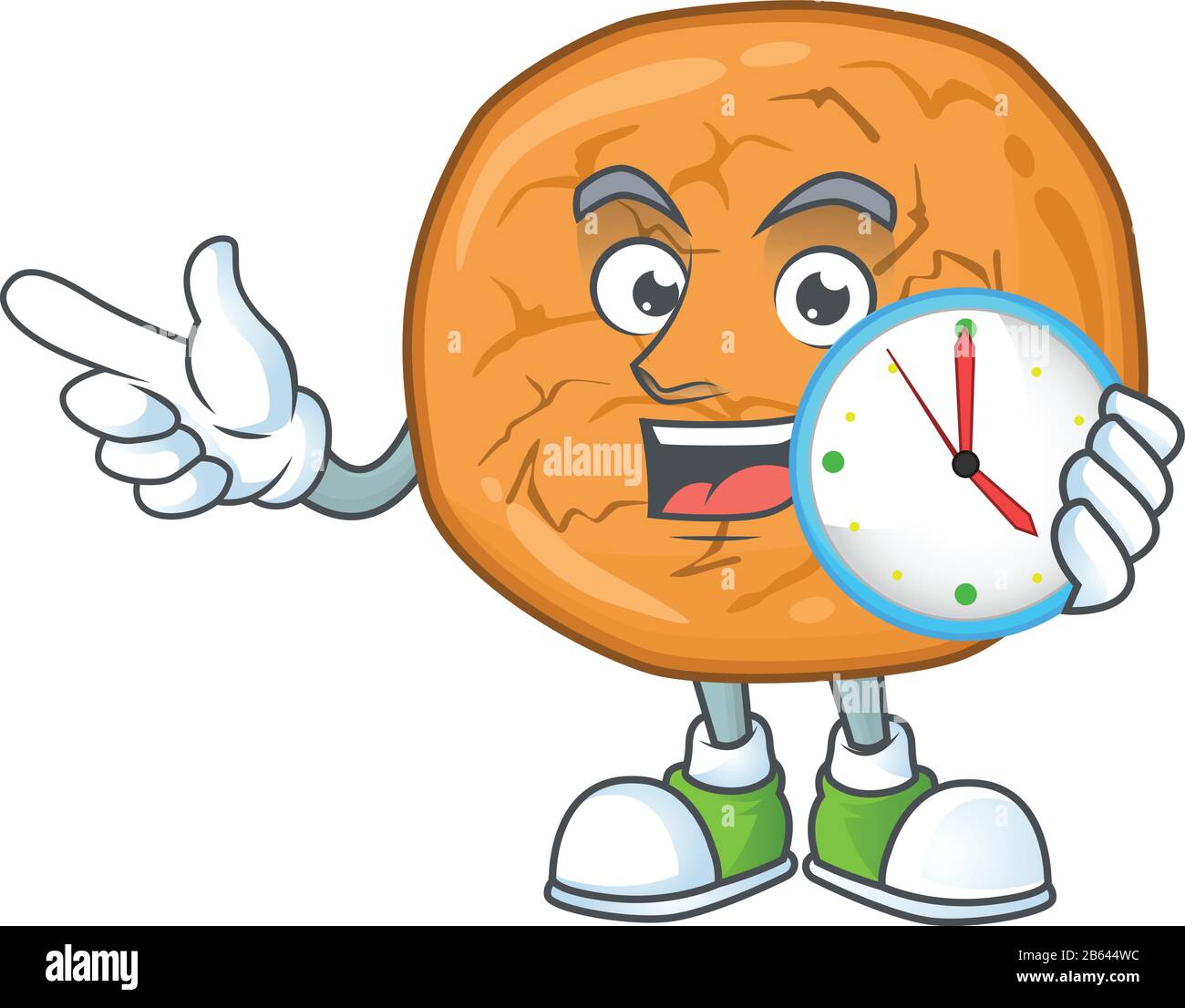 cartoon character style of cheerful molasses cookies with clock Stock ...