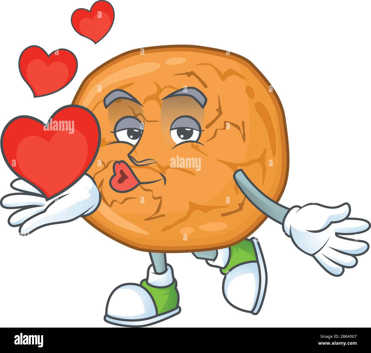 A romantic cartoon character of molasses cookies with a heart Stock ...