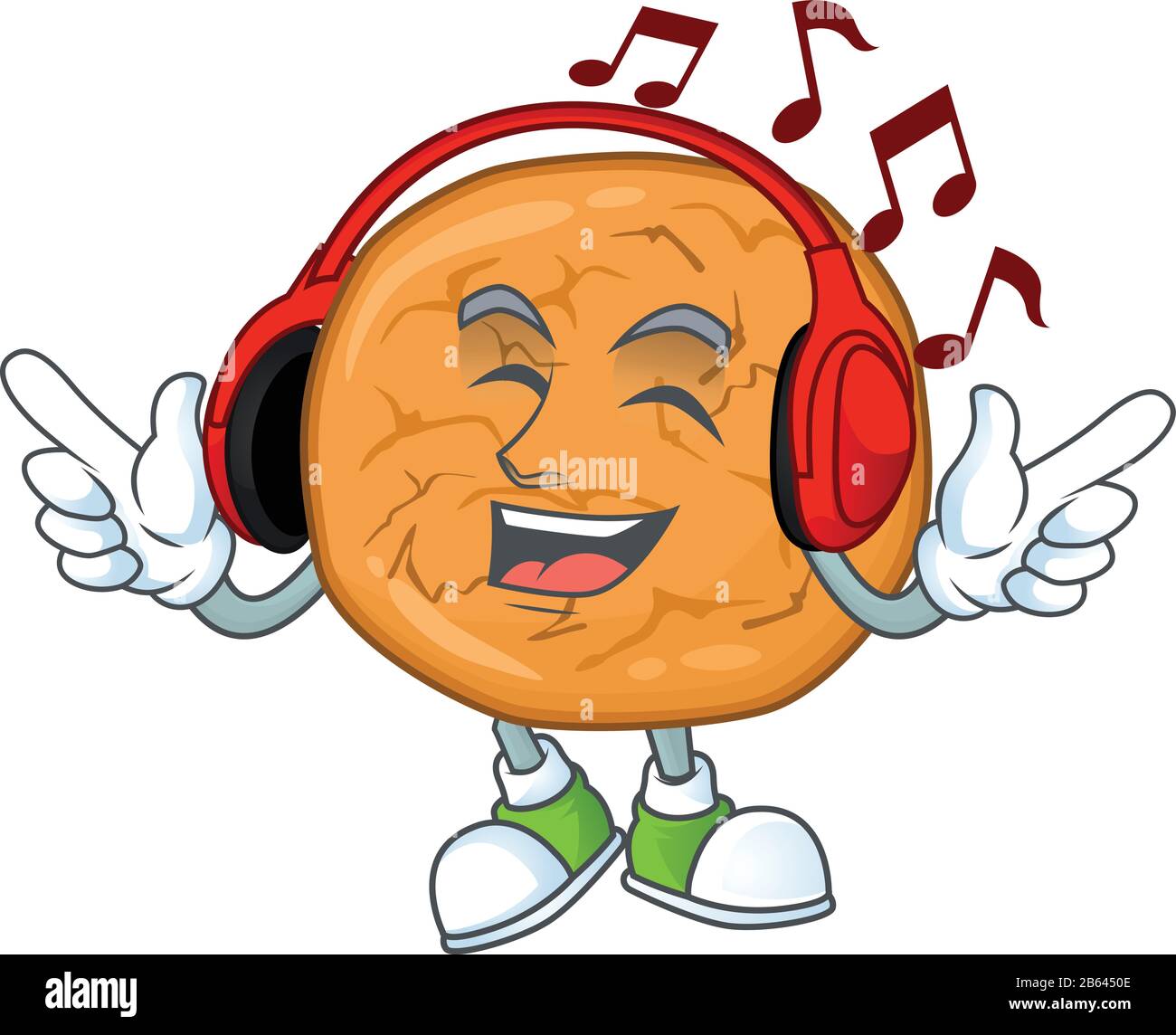 cartoon mascot design of molasses cookies enjoying music Stock Vector ...