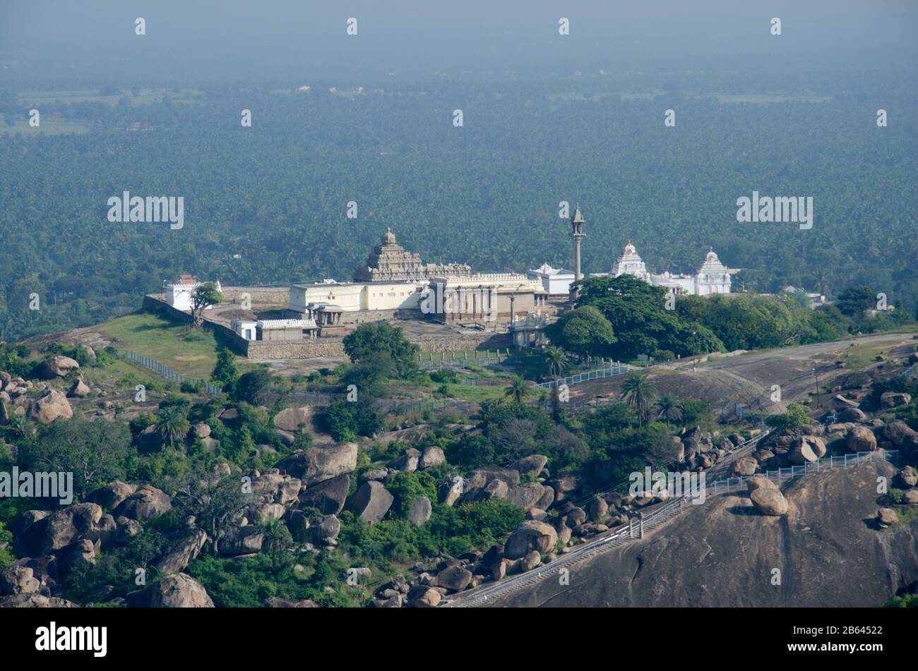 Aerial view of Jain Temples and Chandragiri Hill taken from Vindhyagiri ...