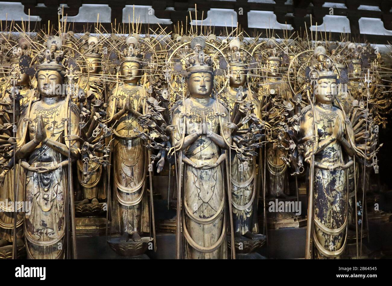 Undated file photo show statues of Senju Kannon (the 1000-armed ...