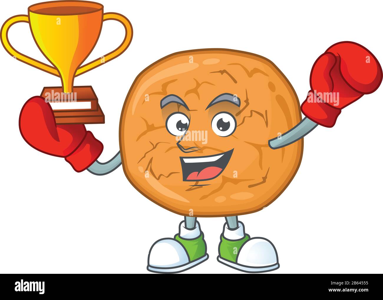 Happy face of boxing winner molasses cookies in mascot design style ...