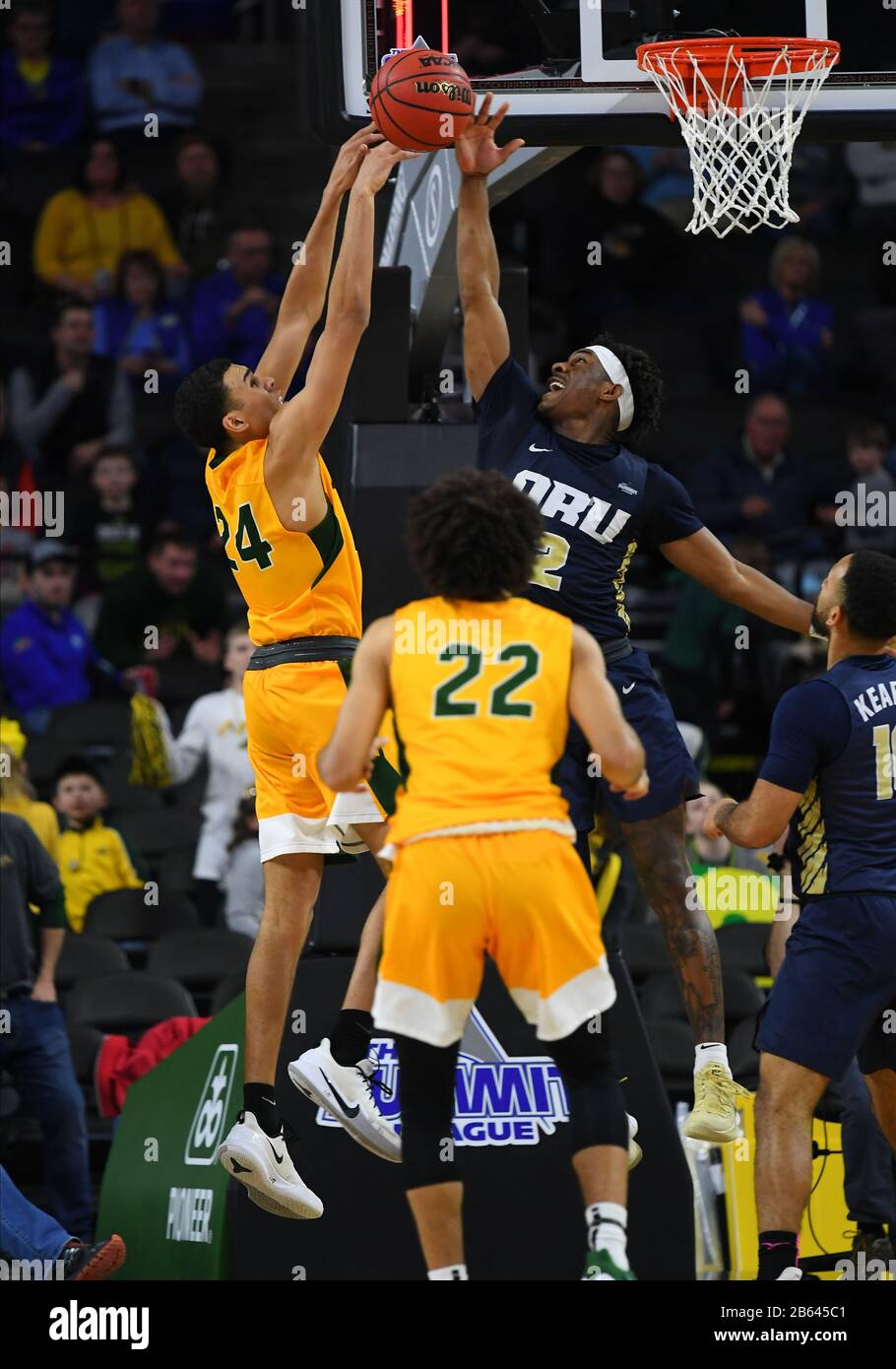 March 9, 2020: North Dakota State Bison guard Tyson Ward (24) attempts ...