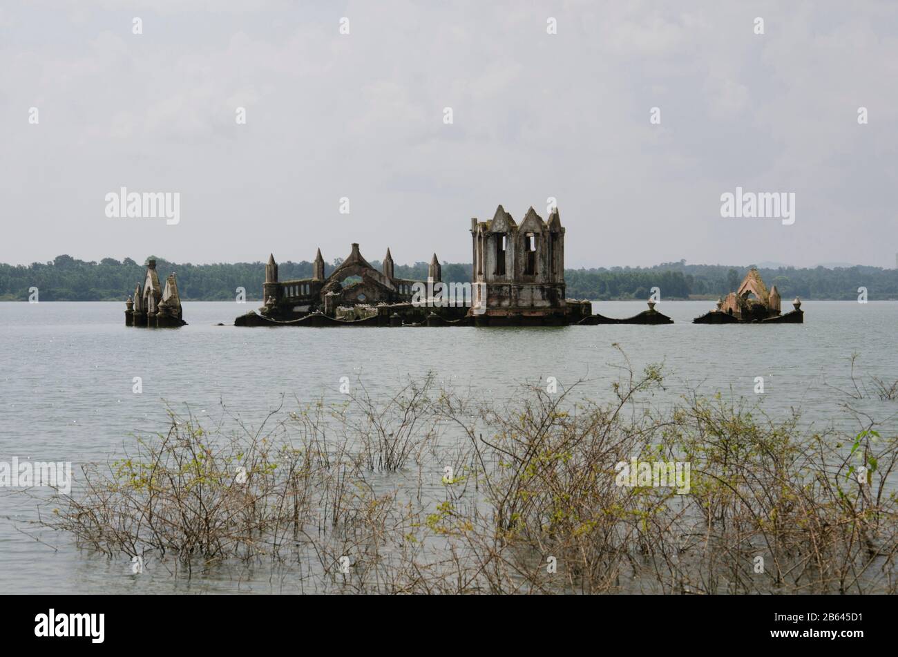 Drone view submerged church hi-res stock photography and images - Alamy