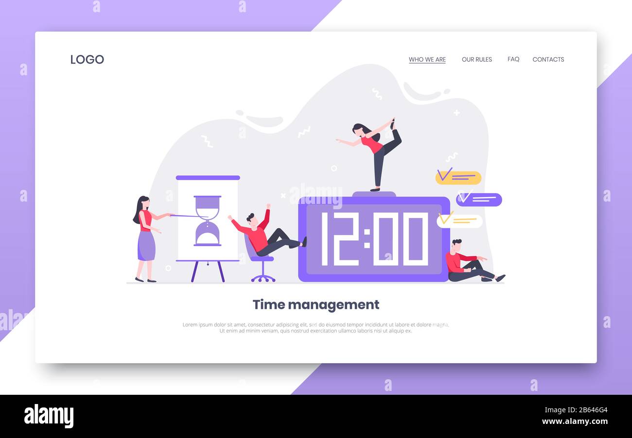 Tiny people characters working together with clock, character people ...