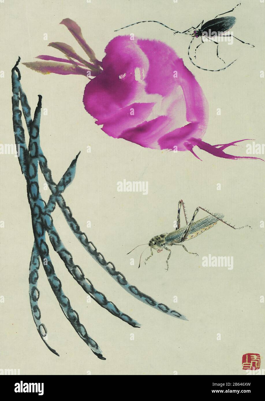 Qi Baishi Ink Painting of Flowers and Birds Stock Photo - Alamy