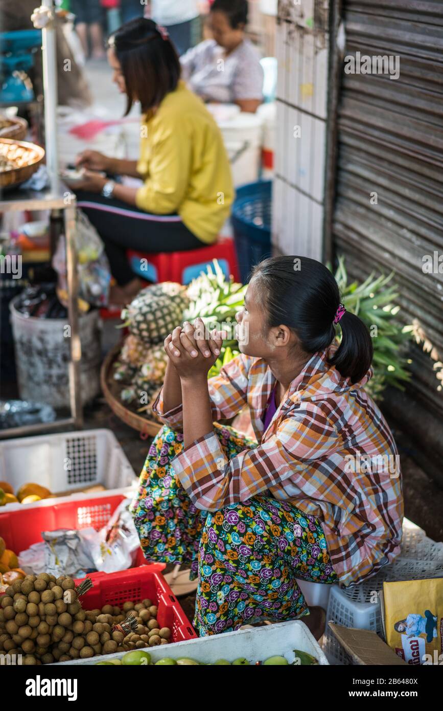 Street market in the Yangon, Myanmar, Asia Stock Photo - Alamy