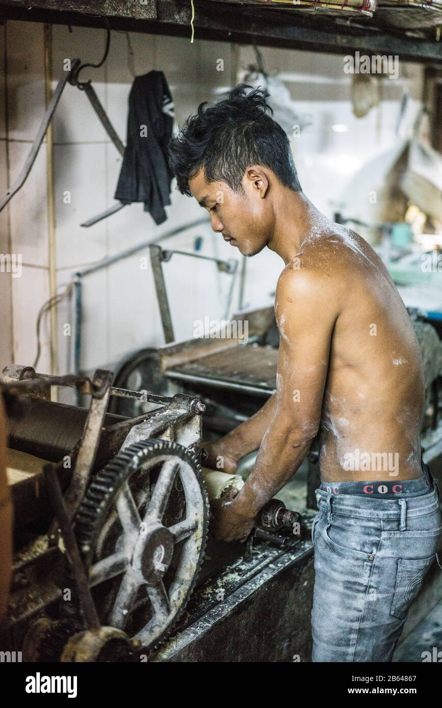 Noodle factory in the Yangon, Myanmar, Asia Stock Photo - Alamy