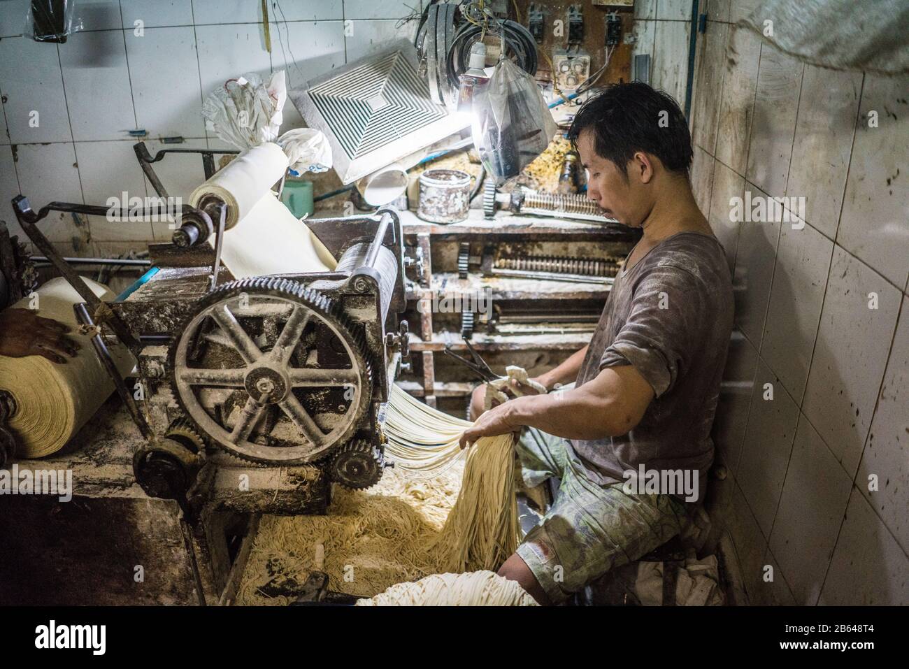 Noodle factory in the Yangon, Myanmar, Asia Stock Photo - Alamy