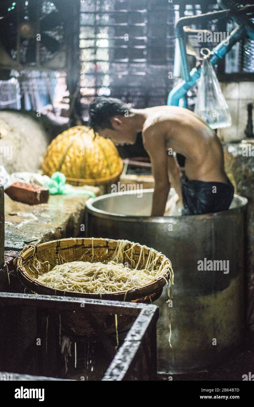 Noodle factory in the Yangon, Myanmar, Asia Stock Photo - Alamy