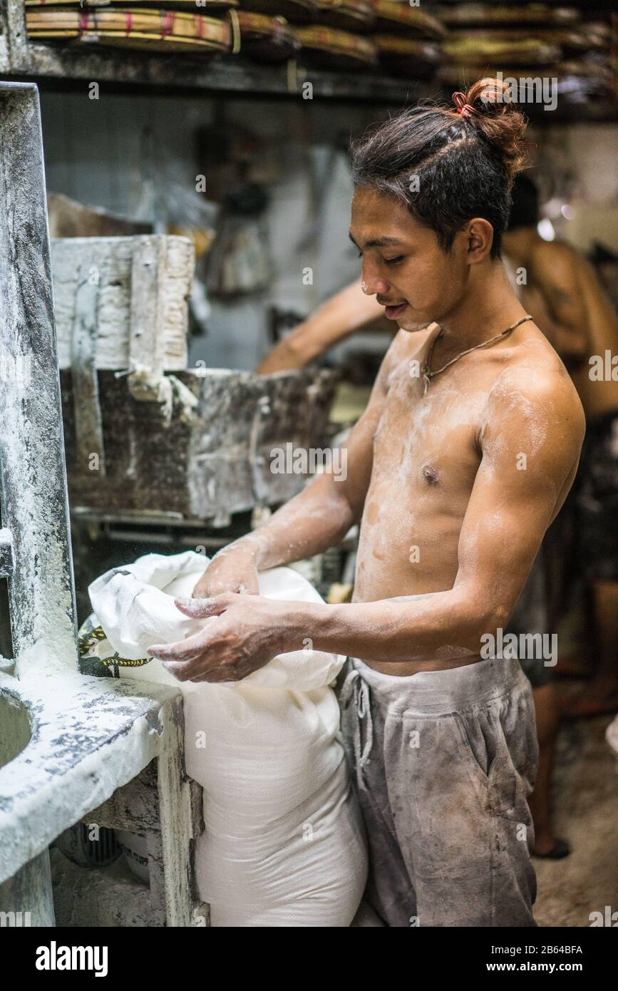 Noodle factory in the Yangon, Myanmar, Asia Stock Photo - Alamy