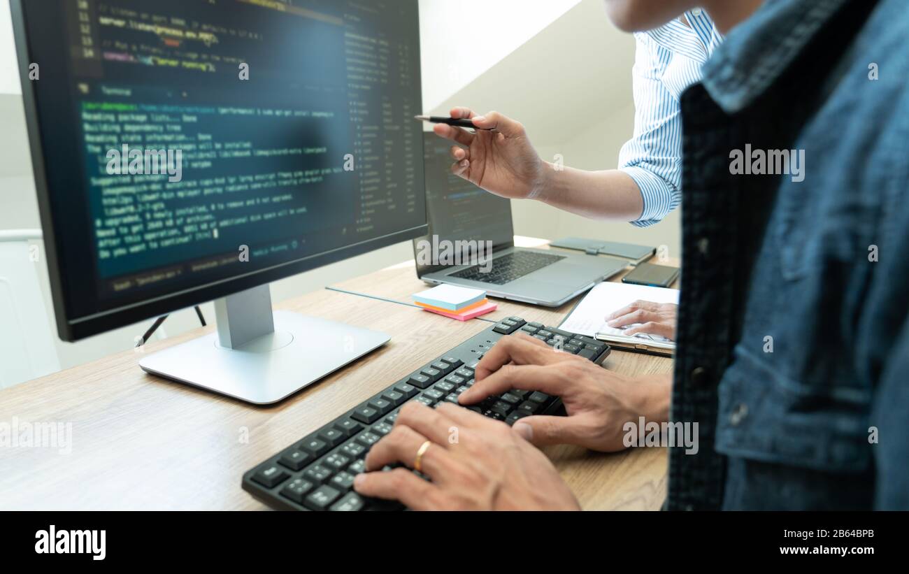 Team of programmers working together development Website design and ...