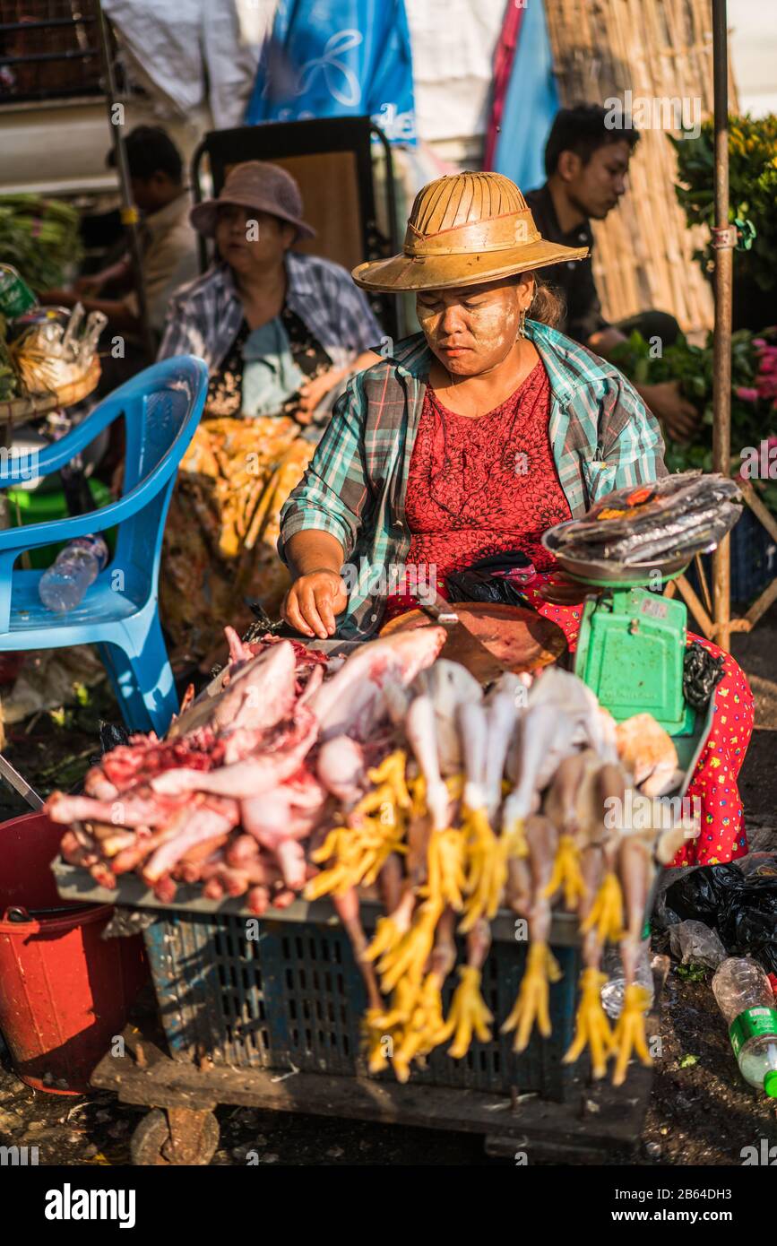 Street market in the Yangon, Myanmar, Asia Stock Photo - Alamy