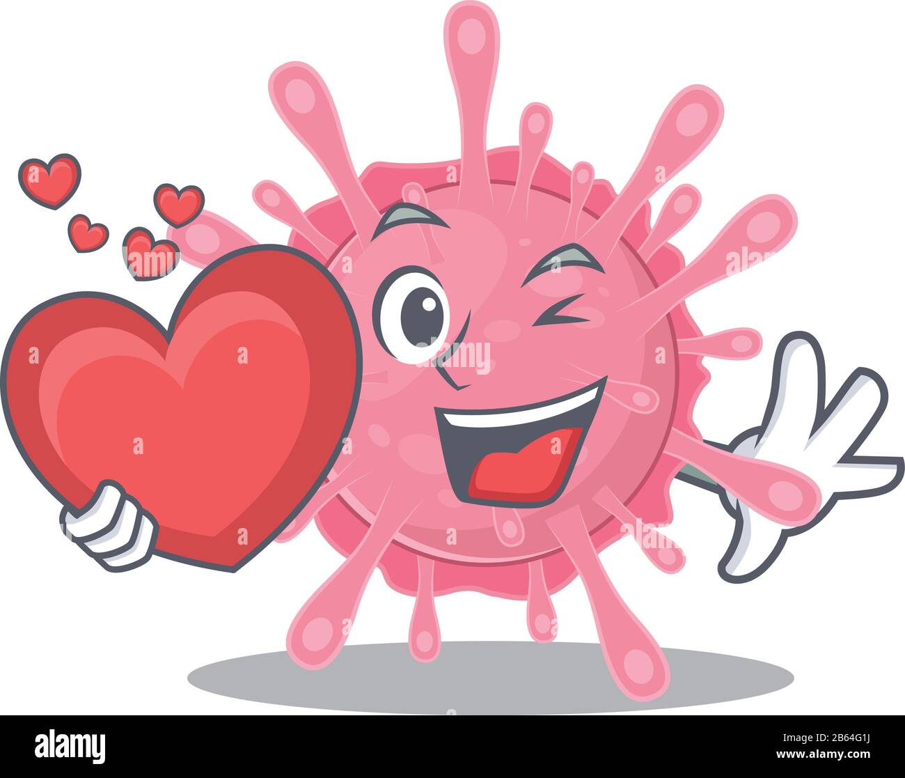 A romantic cartoon design of corona virus germ holding heart Stock ...