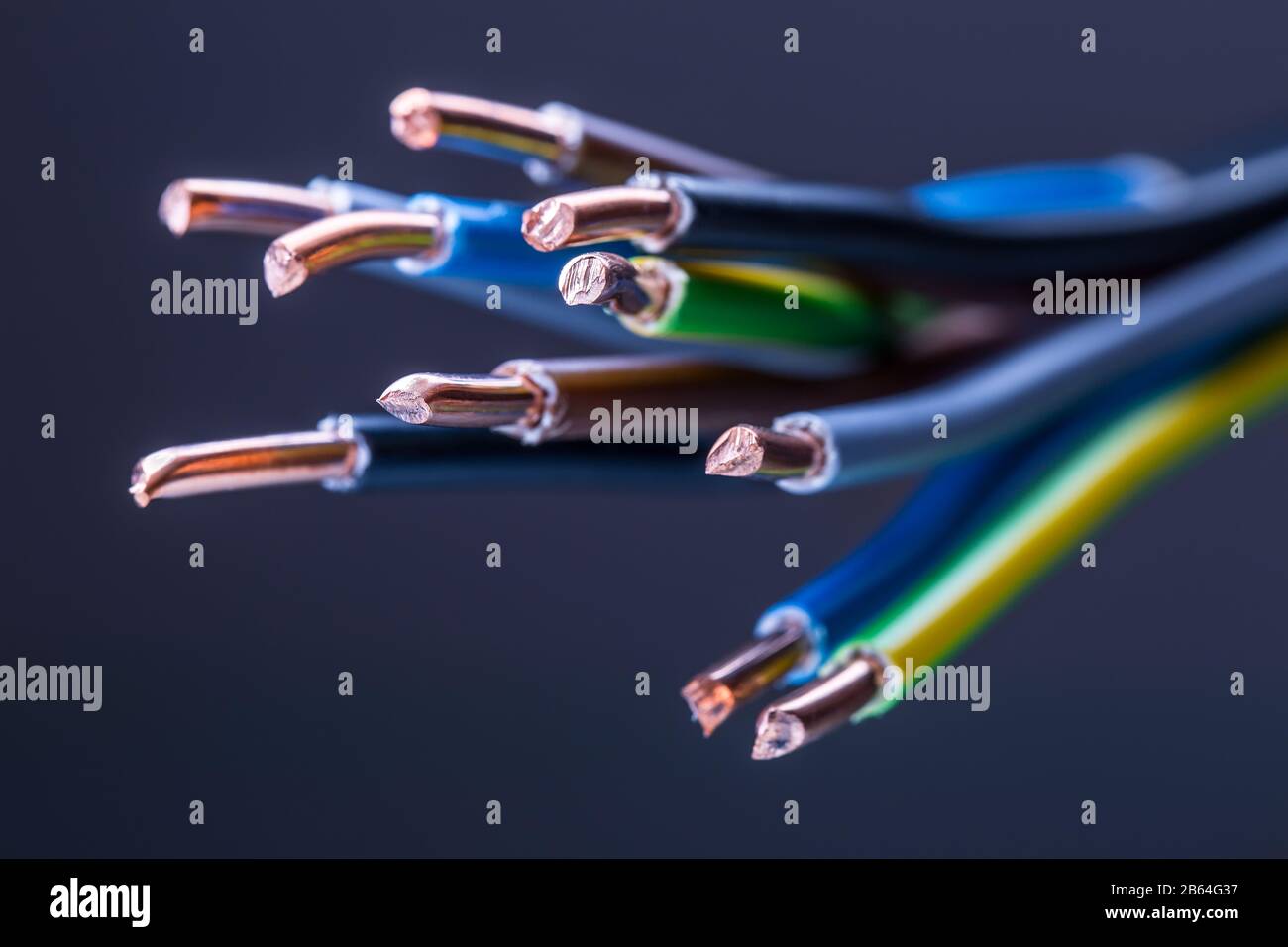 Group blue electric cables closeup hi-res stock photography and images ...