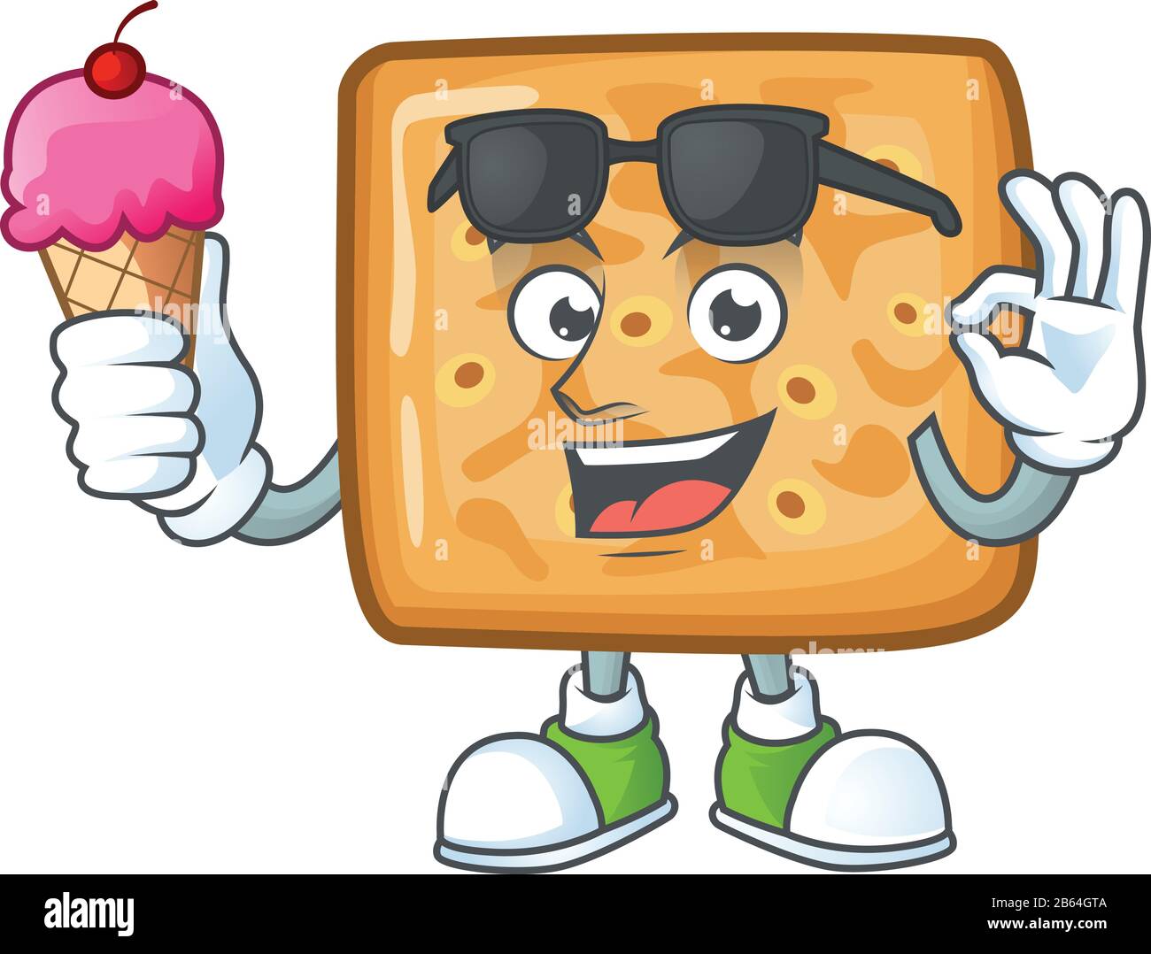 cartoon character of crackers enjoying an ice cream Stock Vector Image ...