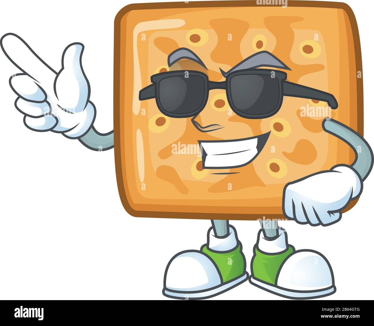 Cute crackers cartoon character design style with black glasses Stock ...