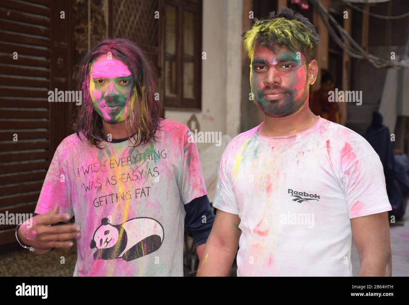 People playing traditional Holi with colors in India Stock Photo - Alamy