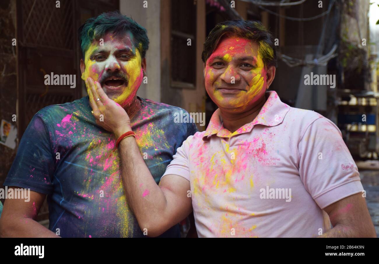 Indian people celebrating Holi. Holi is a festival of colours Stock ...