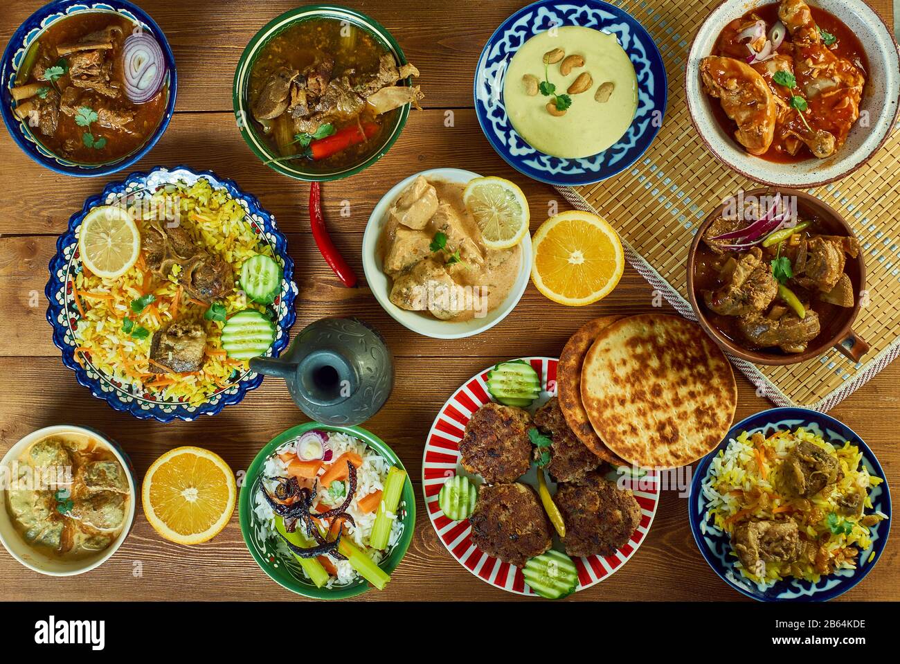 Awadhi cuisine, Traditional assorted Indian dishes, Top view Stock ...