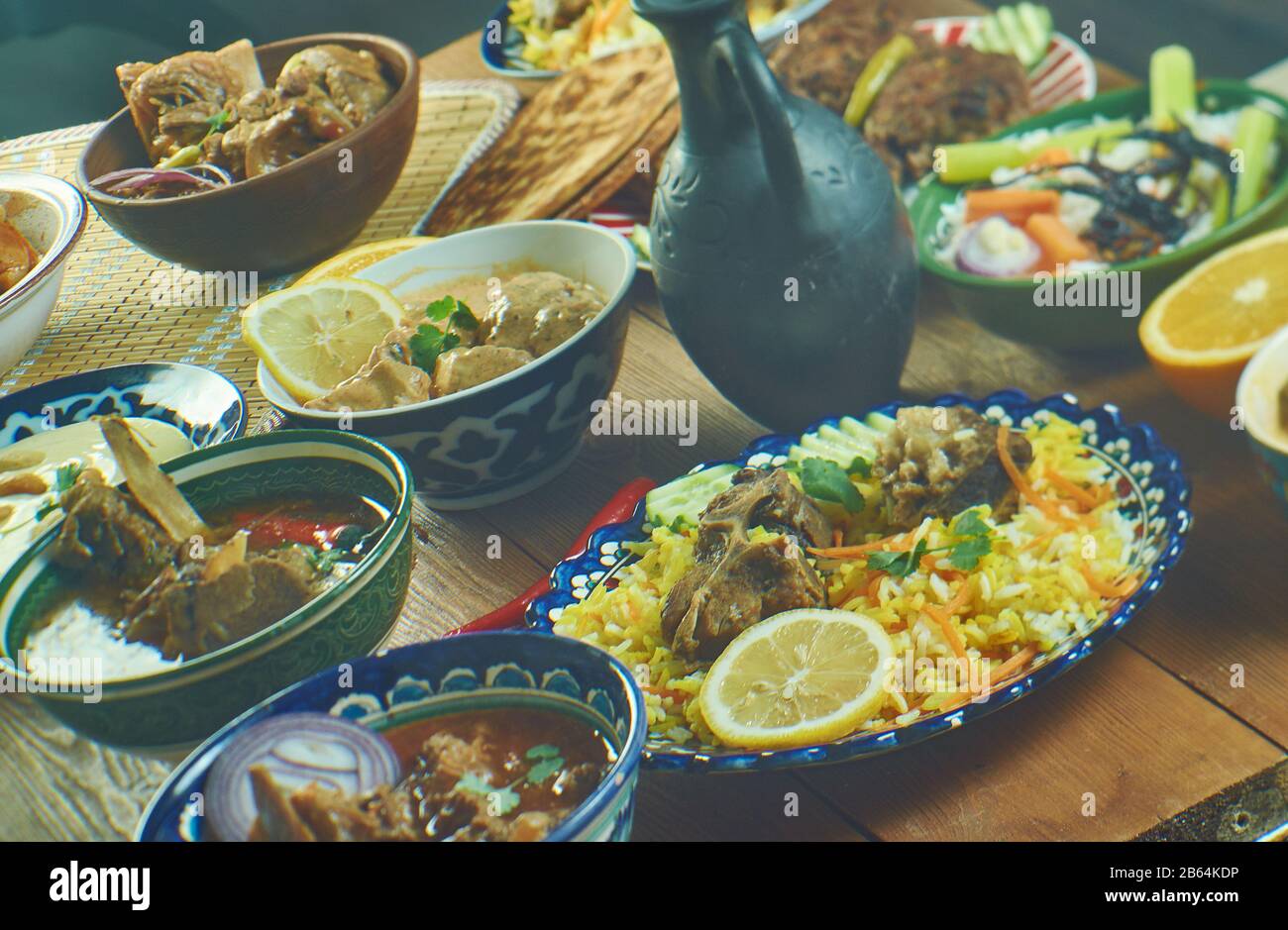 Awadhi cuisine, Traditional assorted Indian dishes, Top view Stock ...